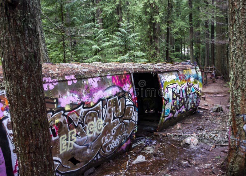 Train Wreck in the Forest, in Whistler Editorial Stock Photo - Image of ...
