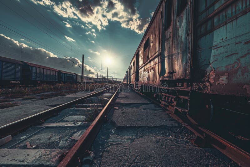 Train on Train Yard Tracks stock image. Image of train - 383425785