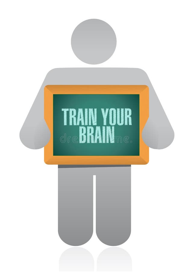 Train Your Brain Warning Sign Concept Stock Illustration - Illustration ...
