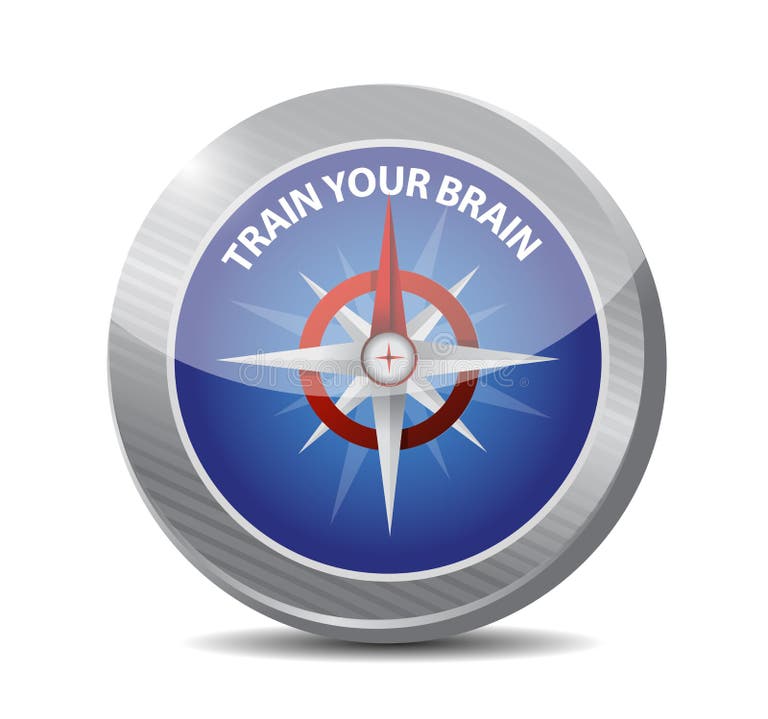 Train Your Brain Compass Sign Concept Stock Illustration - Illustration ...