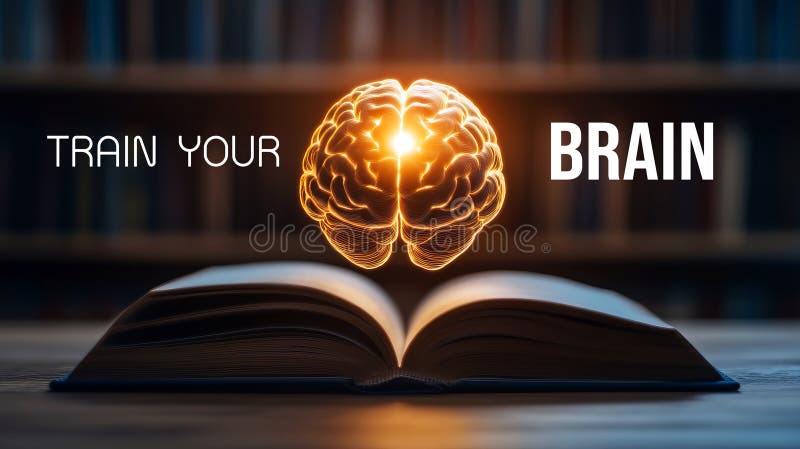 Train Your Brain with Open Book and Illuminated Brain Concept for ...