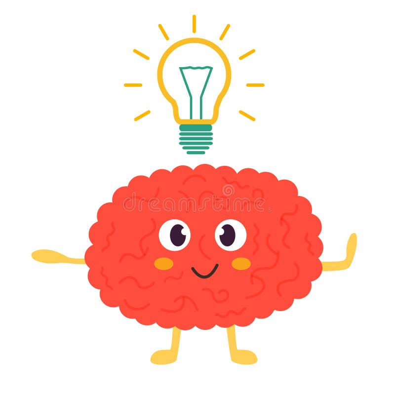 Train Your Brain Poster with Funny Cartoon Brain Stock Vector ...