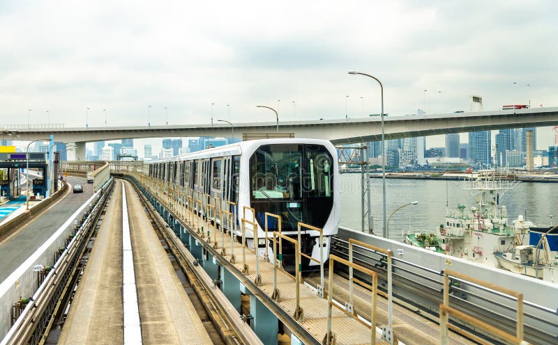 Train at Yurikamome Line, an Automated Guideway Transit System in Tokyo ...