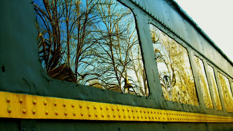 Traincar Window Reflections Stock Image - Image of talking, glass: 42833607