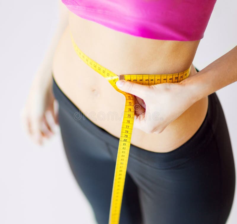 Trained Belly with Measuring Tape Stock Image - Image of result, close ...