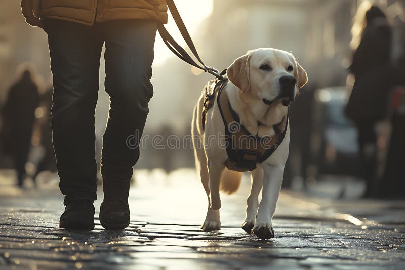 Trained Guide Dog Walking in Urban Environment with Purpose Stock Photo ...