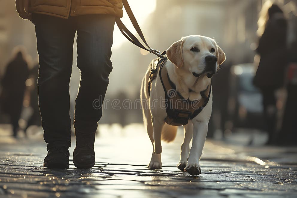 Trained Guide Dog Walking in Urban Environment with Purpose Stock Photo ...
