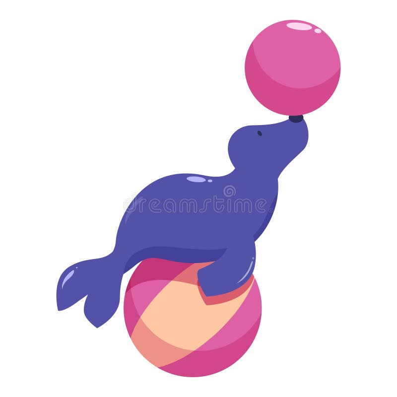 Circus Seal Balancing on Ball and Juggling with Nose Stock Illustration ...