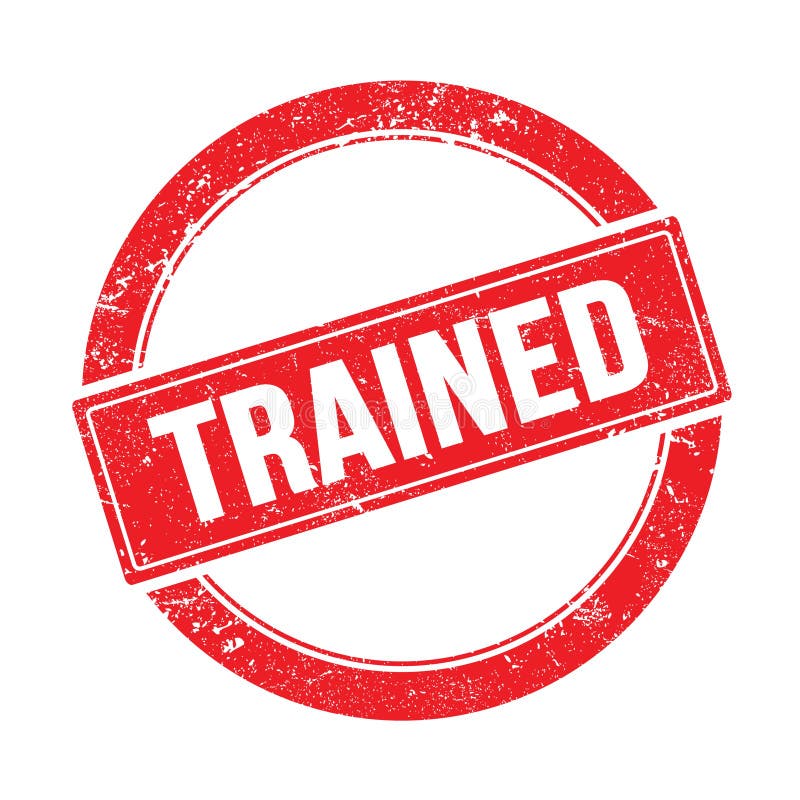 TRAINED Text on Red Grungy Round Stamp Stock Illustration ...