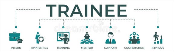 Trainee Banner Web Icon Vector Illustration Concept for Internship ...