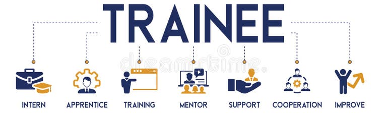 Trainee Banner Web Icon Vector Illustration Concept for Internship ...