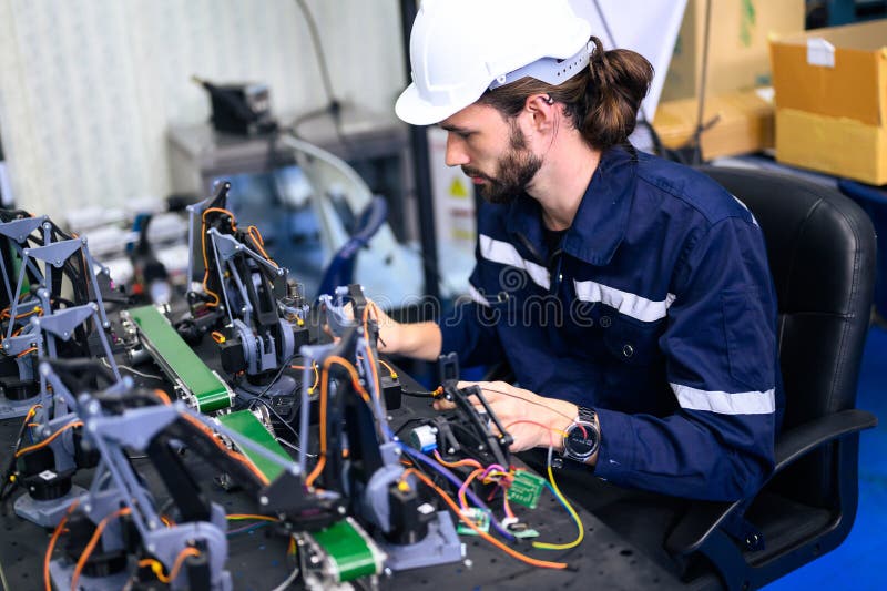 Trainee Engineer Learning and Working in Production Line of Industrial ...