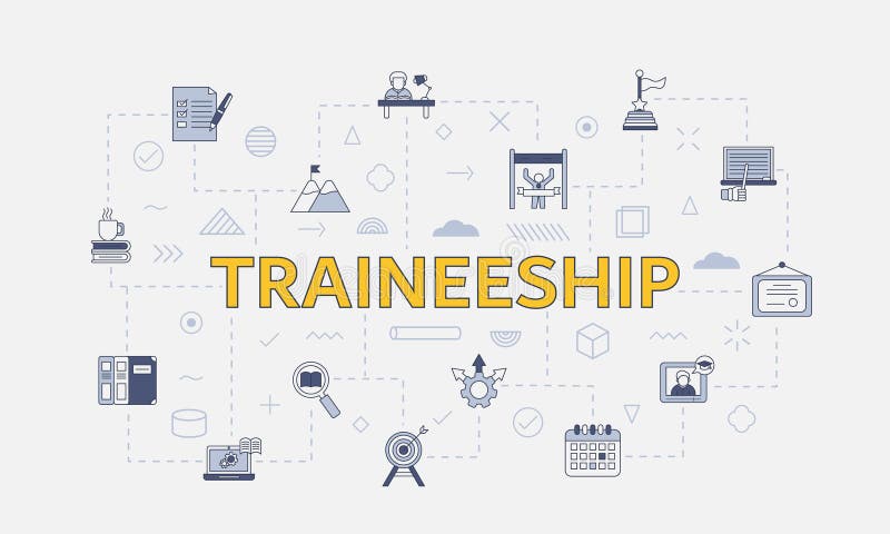 Traineeship Concept with Icon Set with Big Word or Text on Center Stock ...