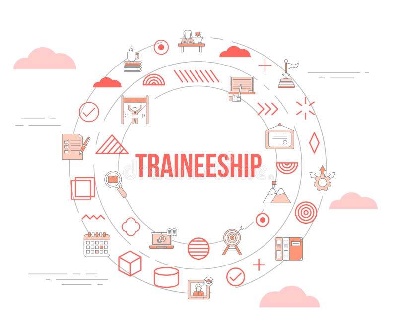 Traineeship Concept with Icon Set Template Banner and Circle Round ...