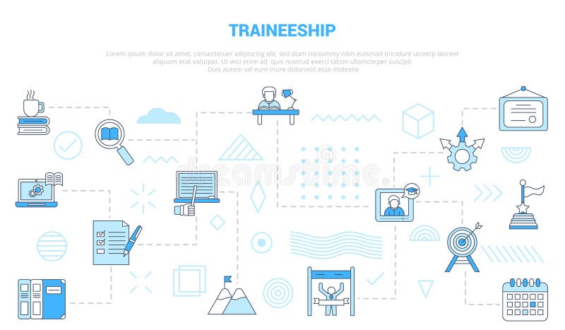 Traineeship Concept with Icon Set Template Banner with Modern Blue ...