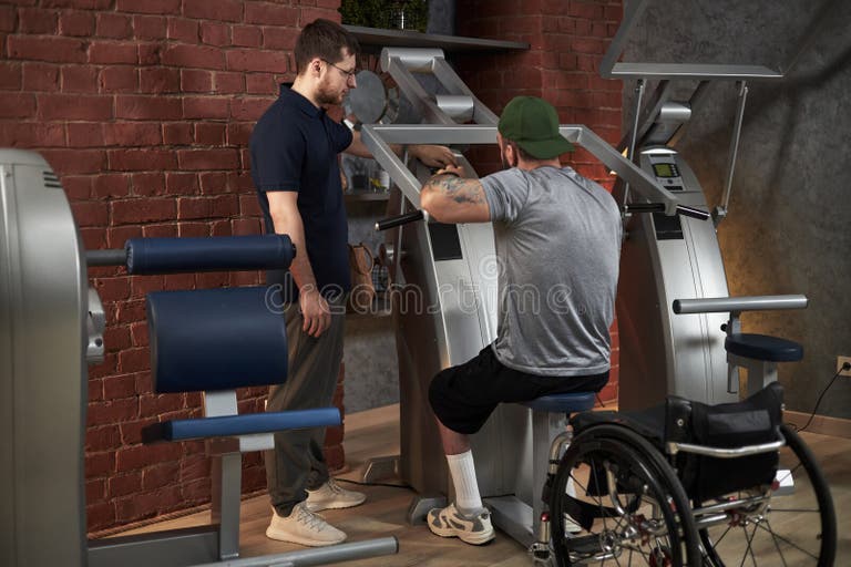 Instructing Sedentary Exercise Equipment in Gym Setting Stock Image ...