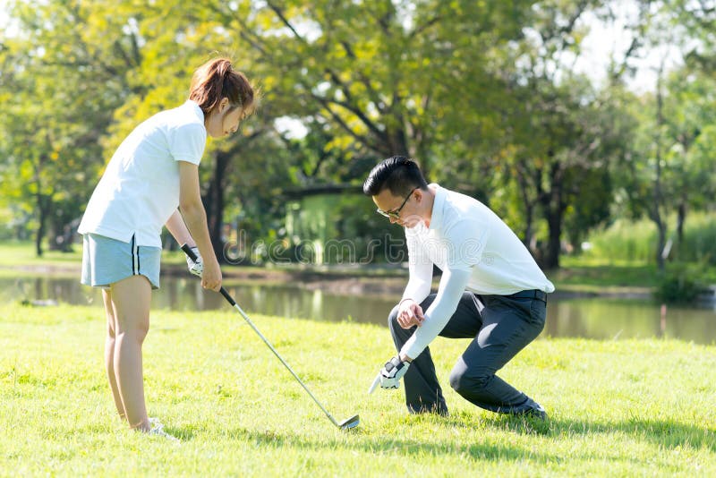 Trainer Golf Tutor Practice for New Golf Player Stock Photo - Image of ...