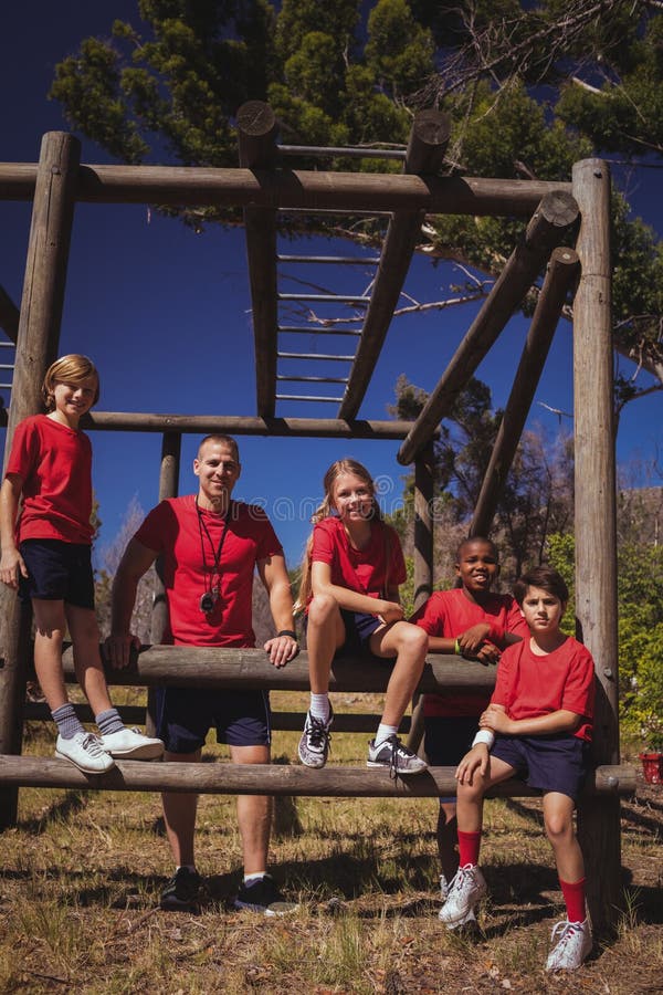 Trainer and Kids Relaxing in the Boot Camp Stock Photo - Image of boot ...
