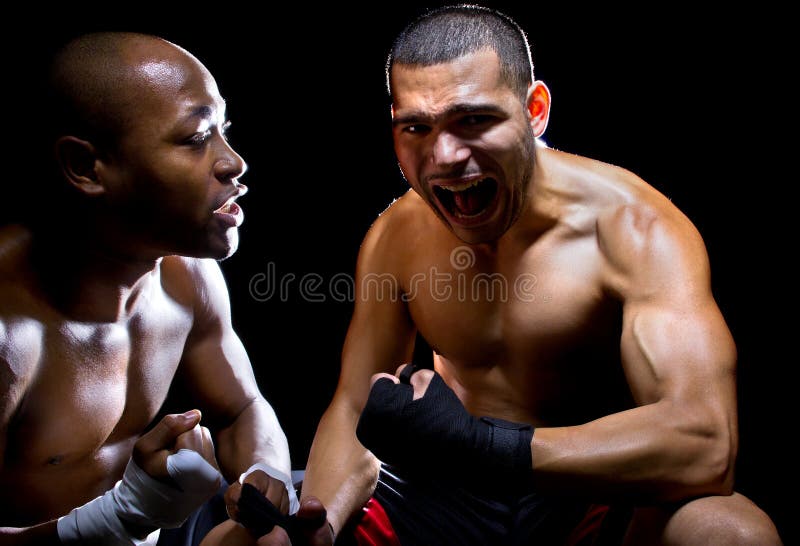 Trainer Motivating Fighter stockfoto. Bild von übung - 53449216