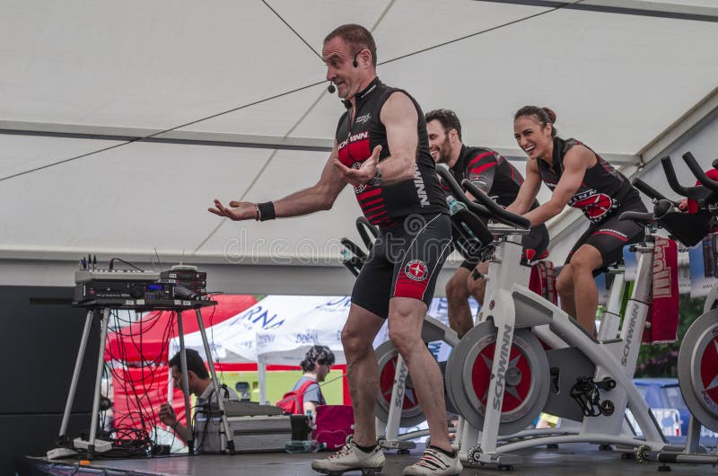 Trainer at spinning class editorial photo. Image of adult - 50799361