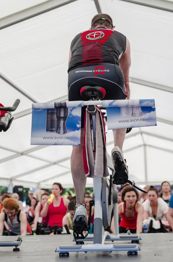 Trainer at spinning class editorial photo. Image of adult - 50799361