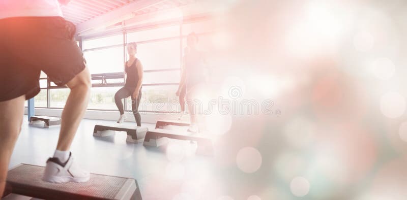 Trainer Stepping with Aerobics Class Stock Image - Image of healthy ...