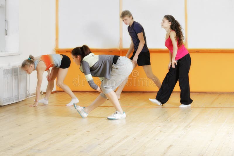 Trainer Teaching Group To Make Exercise Stock Image - Image of teaching ...