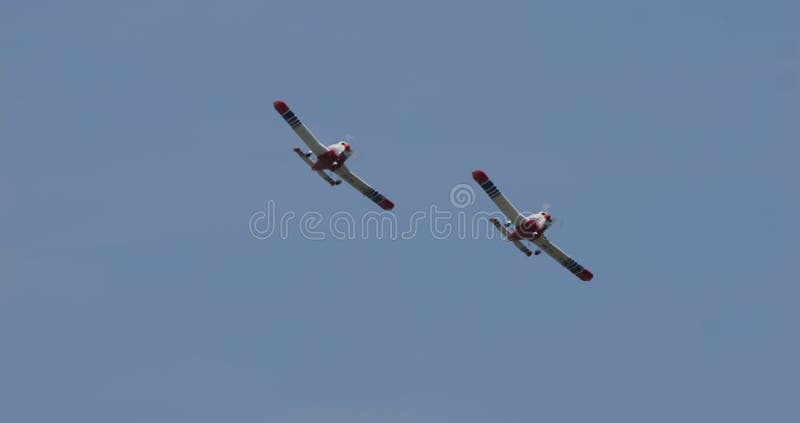 Precision Formation Turn by Training Propeller Aircraft Stock Footage ...