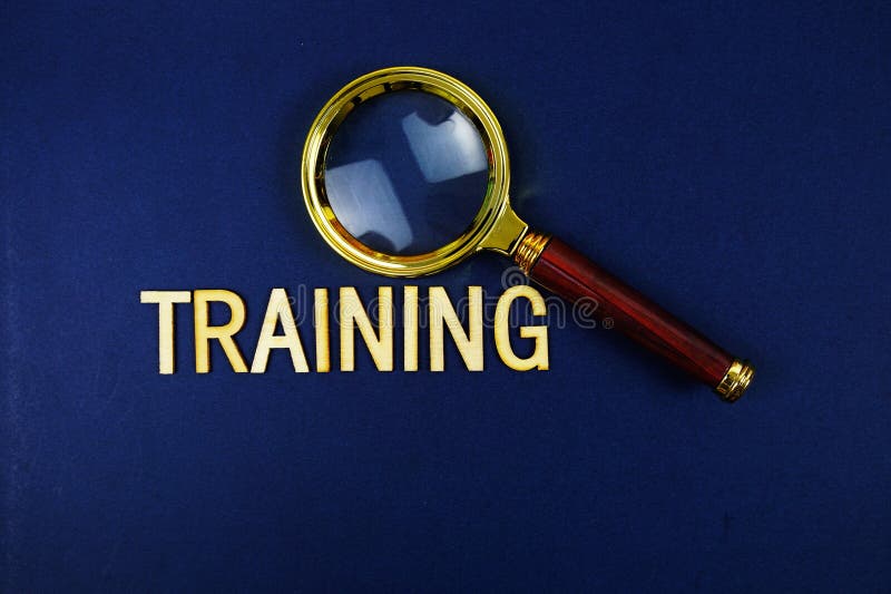 Training Alphabet Letters with Magnifying Glass on Navy Blue Background ...