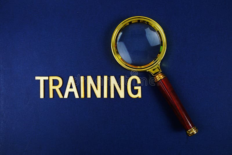 Training Alphabet Letters with Magnifying Glass on Navy Blue Background ...