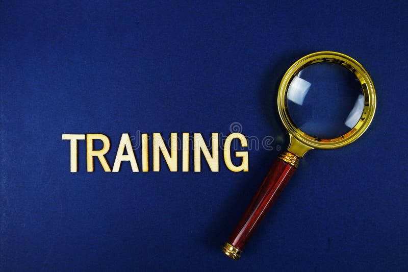 Training Alphabet Letters with Magnifying Glass on Navy Blue Background ...