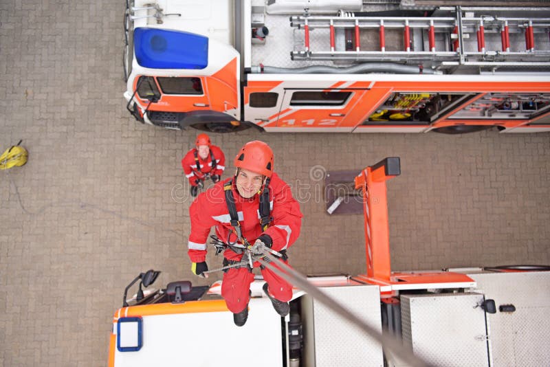 Training in Altitude Rescue at the Fire Brigade - Emergency Operation ...