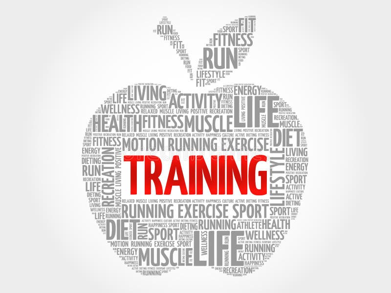 TRAINING apple word cloud stock illustration. Illustration of motivate ...