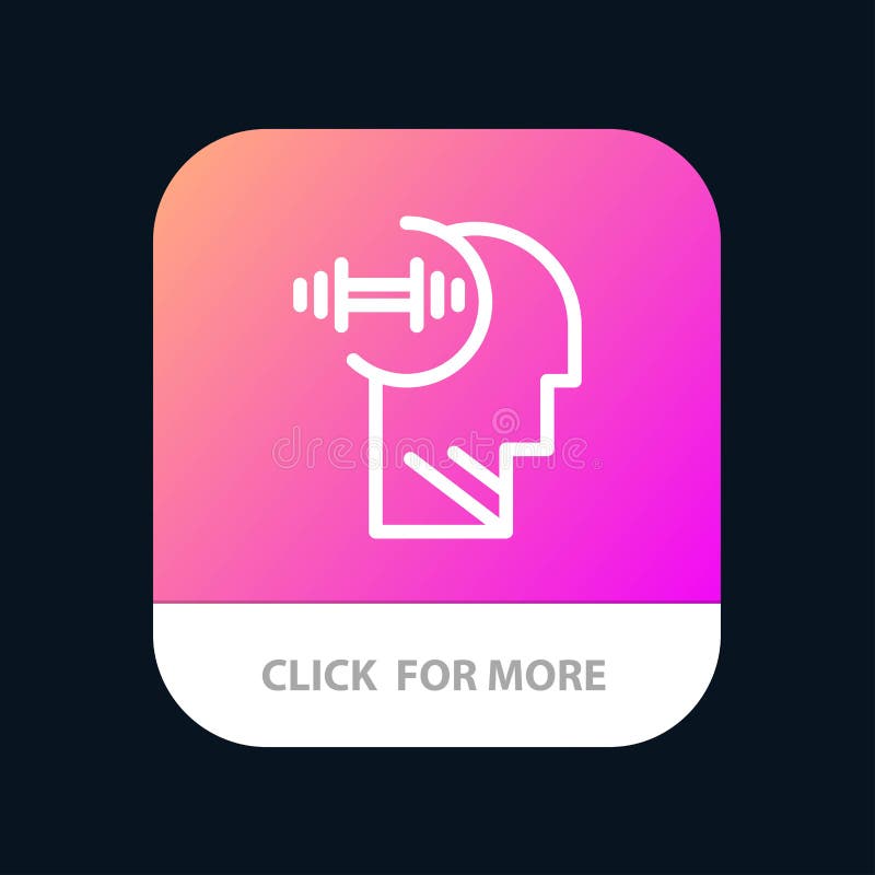 Training, Brian, Dumbbell, Head Mobile App Button. Android and IOS Line ...