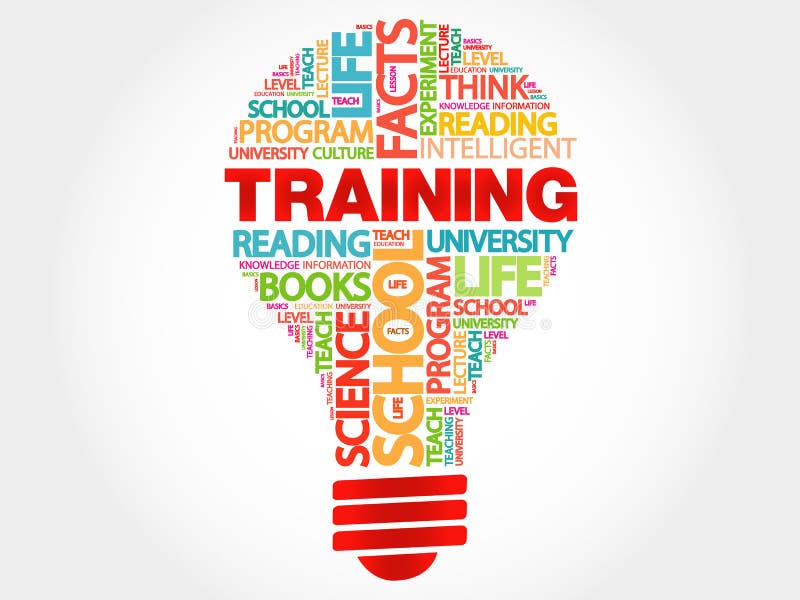 TRAINING bulb word cloud stock illustration. Illustration of learn ...
