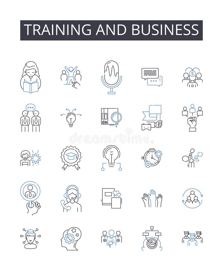 Training and Business Line Icons Collection. Versatile, Innovative ...