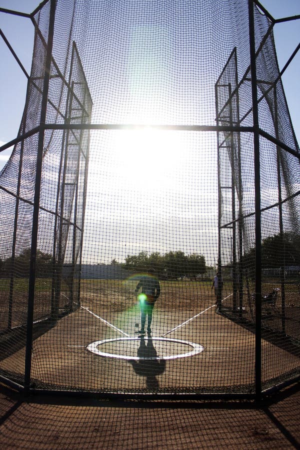 Training Cage for Athletics Competitions Stock Photo - Image of dirt ...