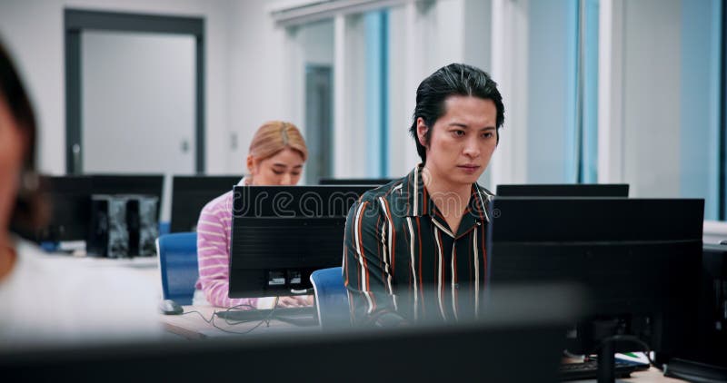 Training, Center and Group of Business People at Computer for Research ...