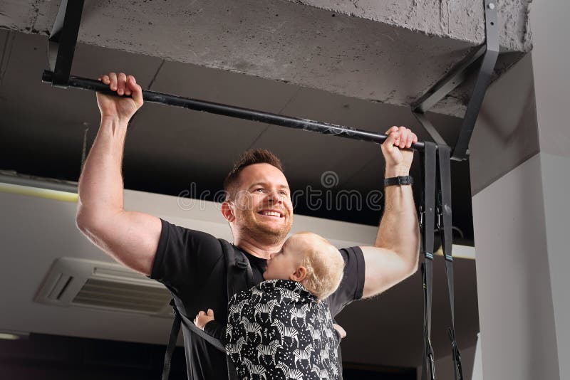 Training with a Child, Dad and Baby at the Gym Stock Photo - Image of ...