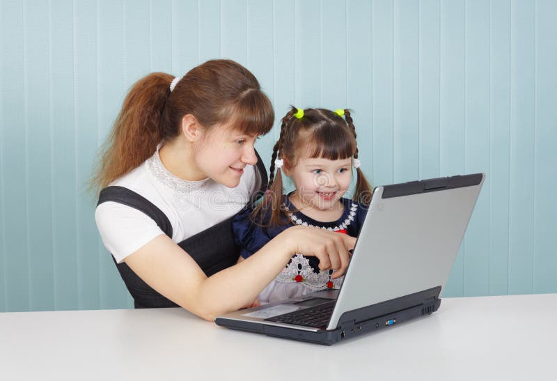 Training of Child To Work on Computer in Game Form Stock Photo - Image ...