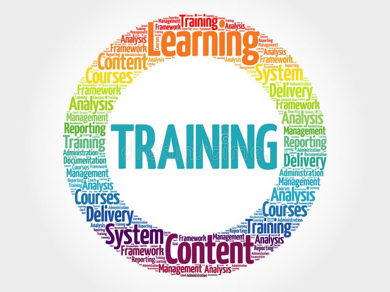 TRAINING circle word cloud stock illustration. Illustration of required ...