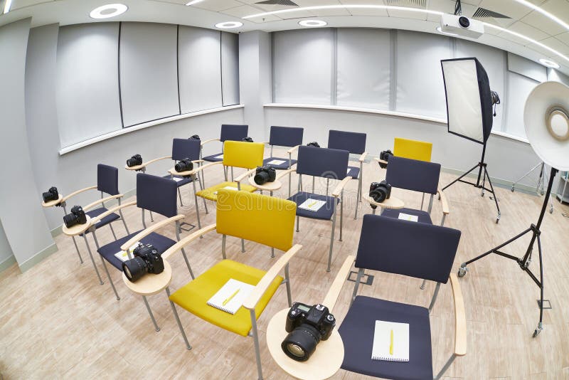 Training Class in Photography School Stock Image - Image of furniture ...