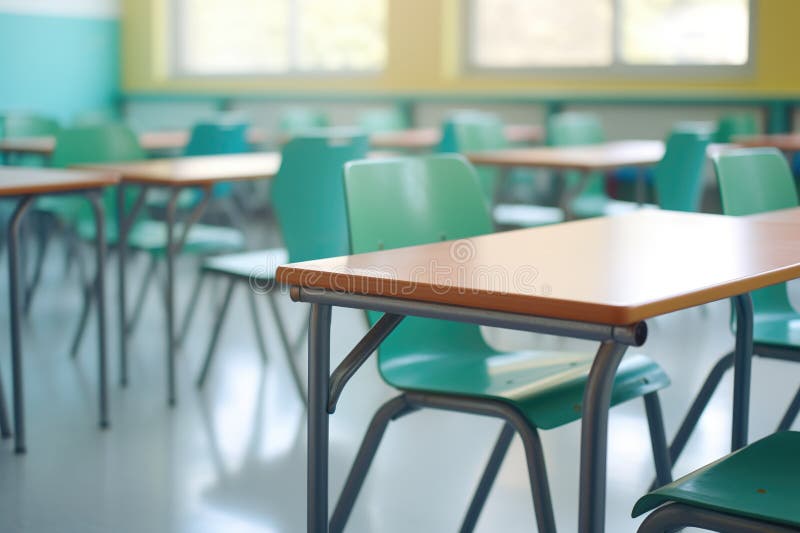 A Training Class. a School Classroom with Desks and Chairs in Sunlight ...