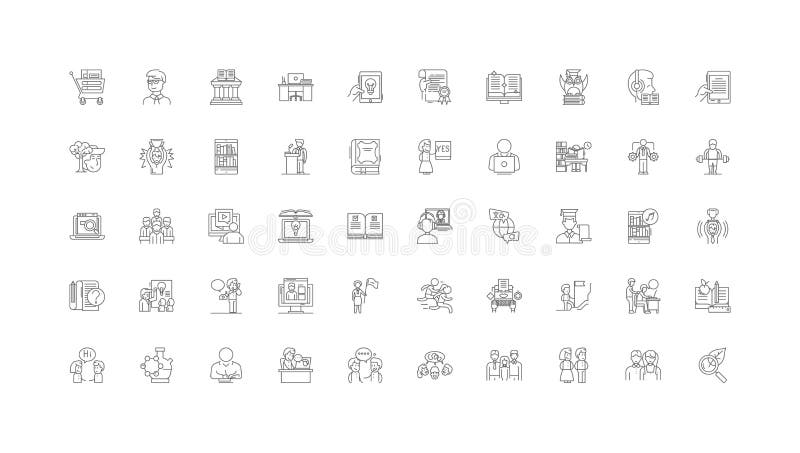 Training Concept Illustration, Linear Icons, Line Signs Set, Vector ...