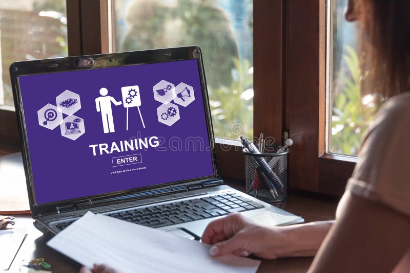 Training Concept on a Laptop Screen Stock Image - Image of information ...