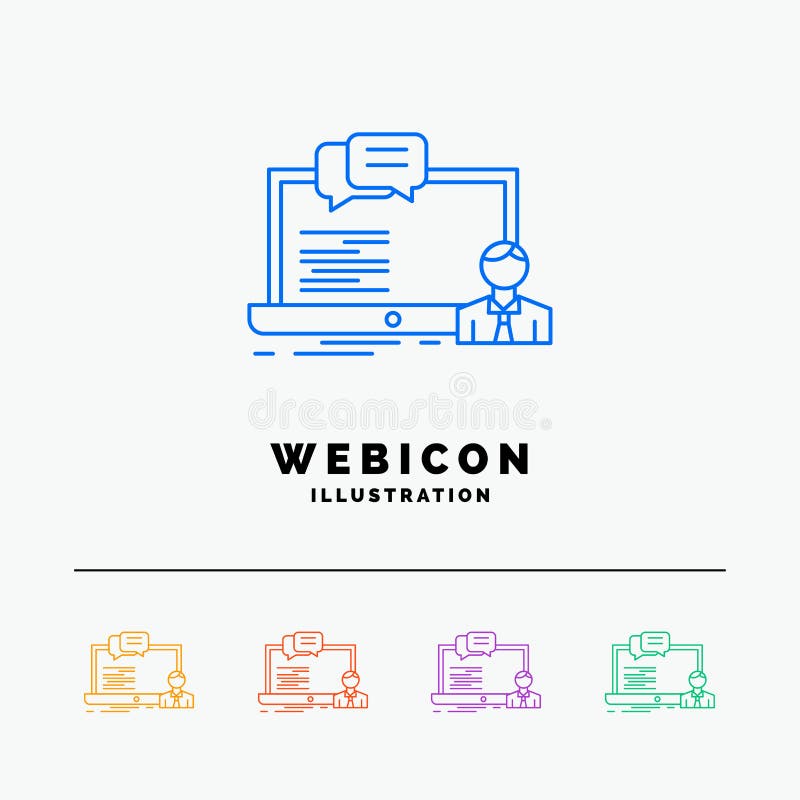 Training, Course, Online, Computer, Chat 5 Color Line Web Icon Template ...