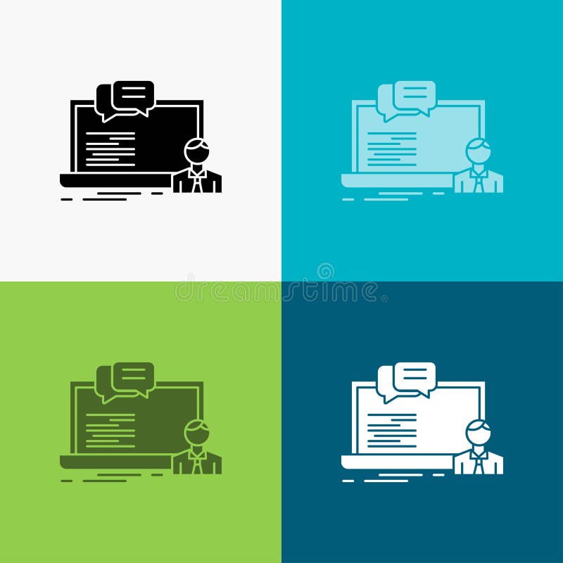 Training, Course, Online, Computer, Chat Icon Over Various Background ...