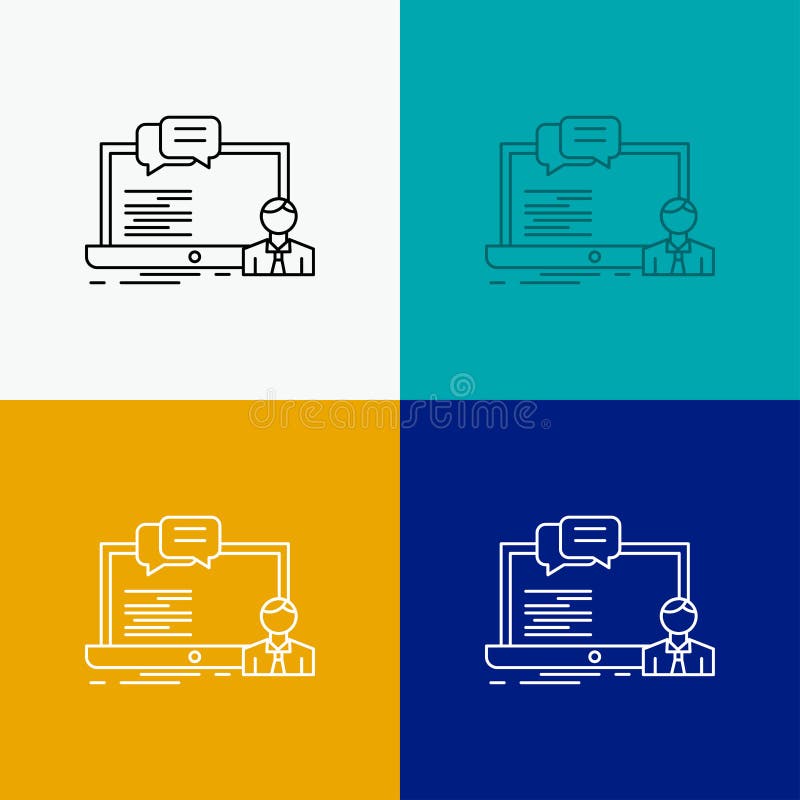 Training, Course, Online, Computer, Chat Icon Over Various Background ...