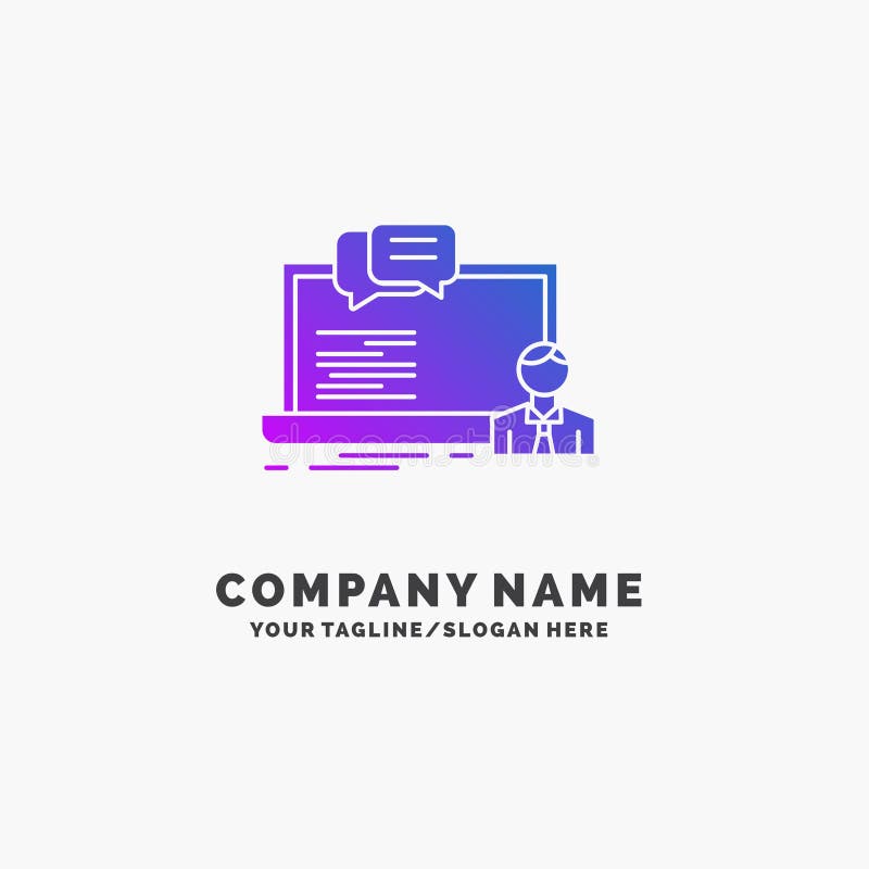 Training, Course, Online, Computer, Chat Purple Business Logo Template ...