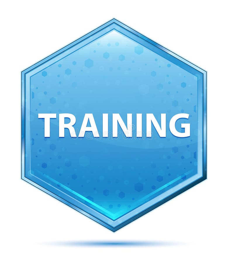 Training Crystal Blue Hexagon Button Stock Illustration - Illustration ...